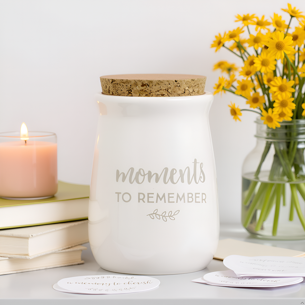 Ceramic Gratitude Blessings Jar & Memory Notecards, White – Ruth & Mary's